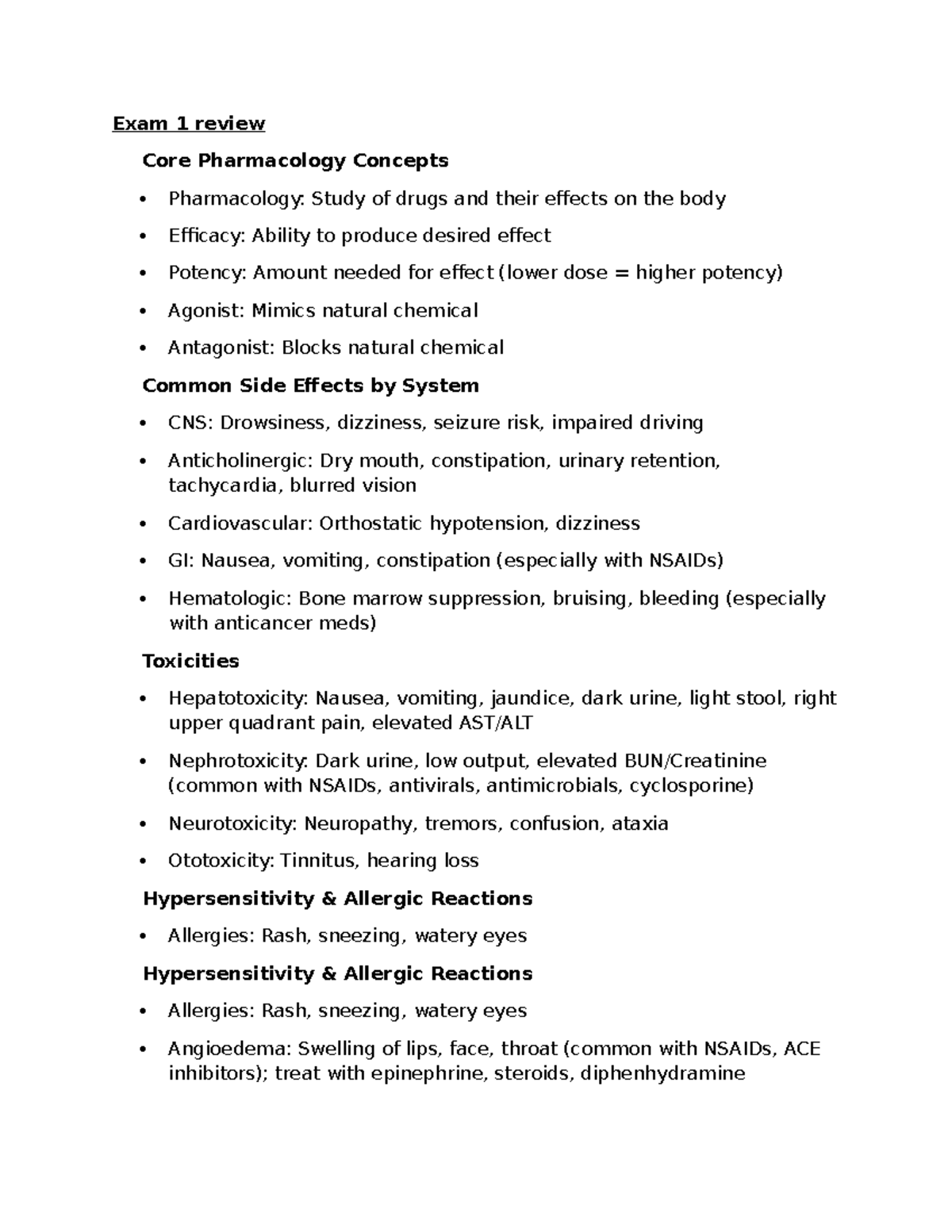 Pharmacology 101: Core Concepts & Meds Overview for Exam 1 Prep - Studocu