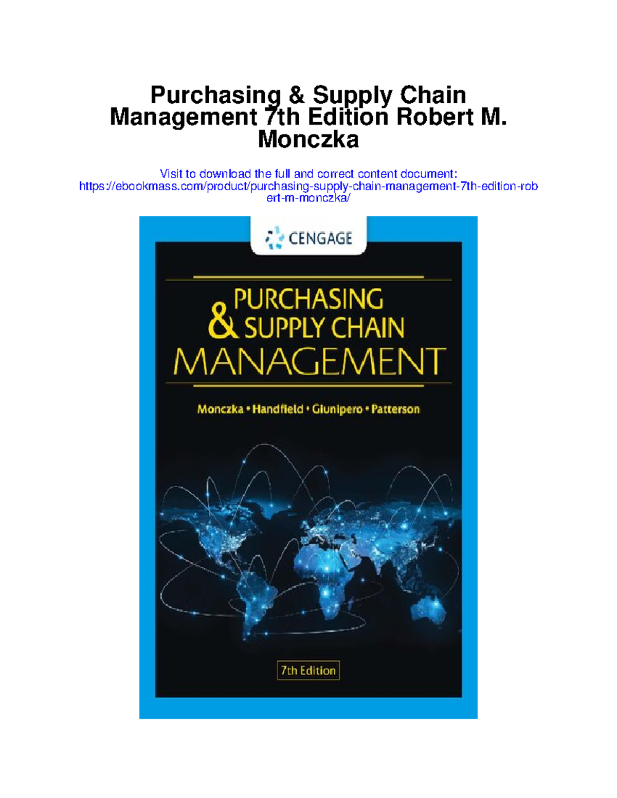 Purchasing & Supply Chain Management 7th Ed by Monczka - Full Download ...
