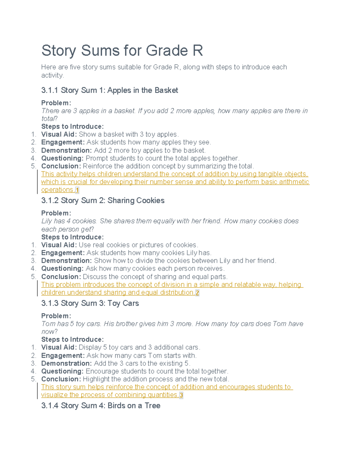 Story Sums for Grade R: Engaging Math Activities - Studeersnel