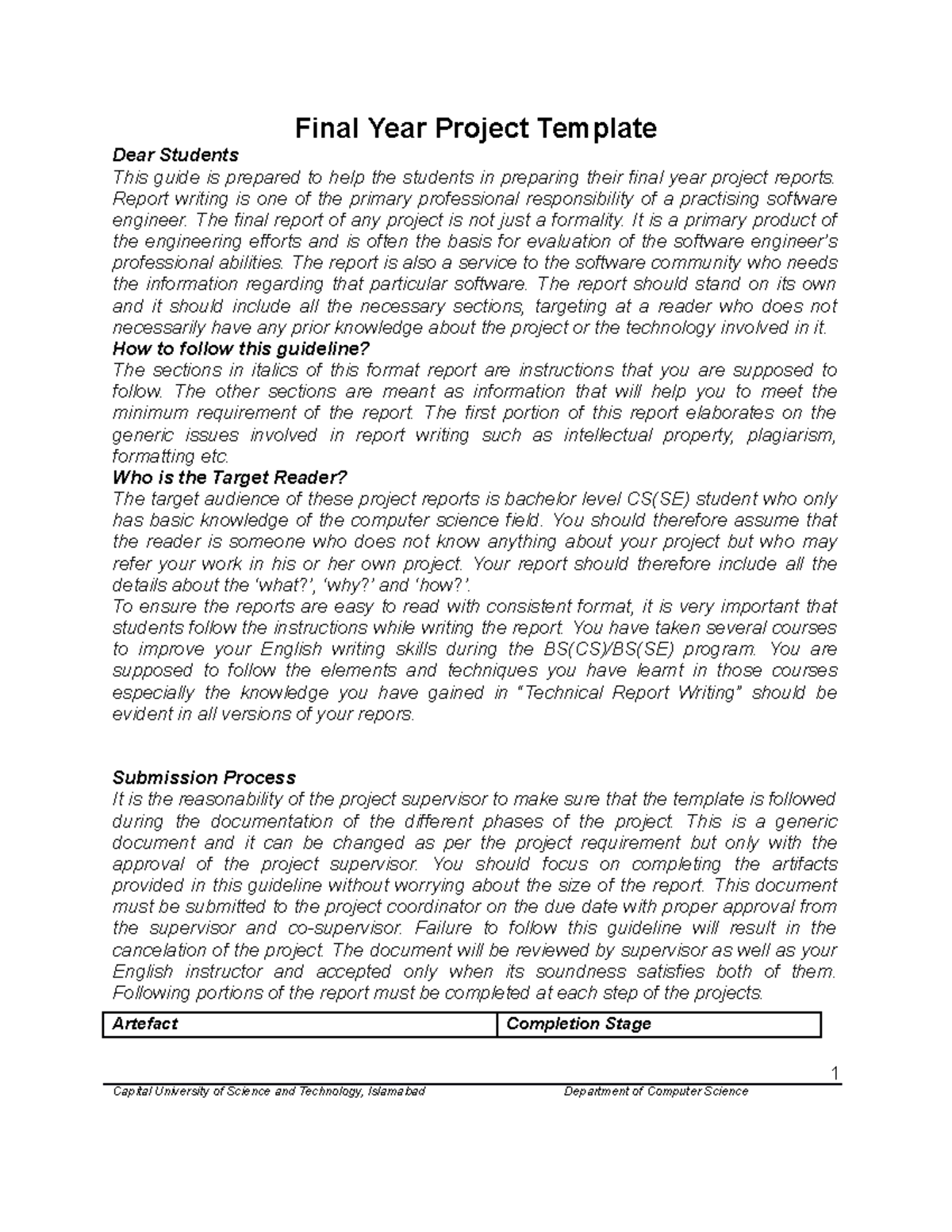 Final Year Project Template - Guidelines for CS Students - Studocu
