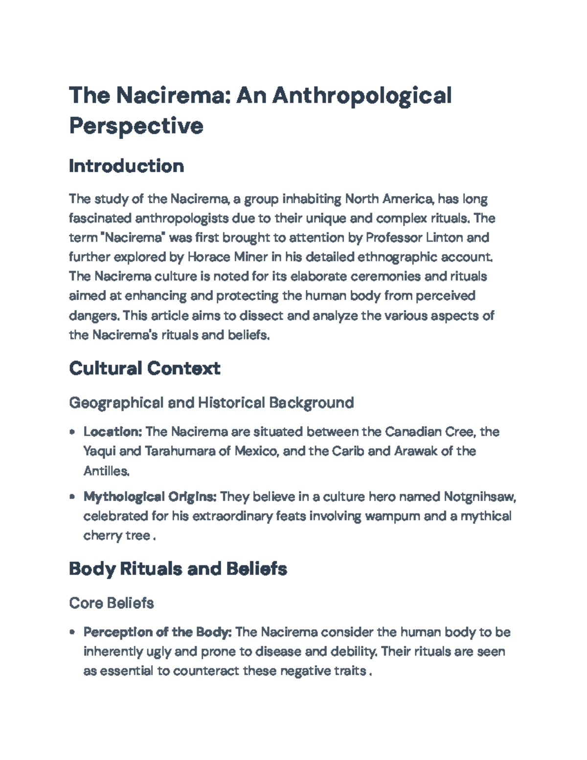 Exploring Nacirema Rituals: An Anthropological Insight (ANTH 101) - The ...