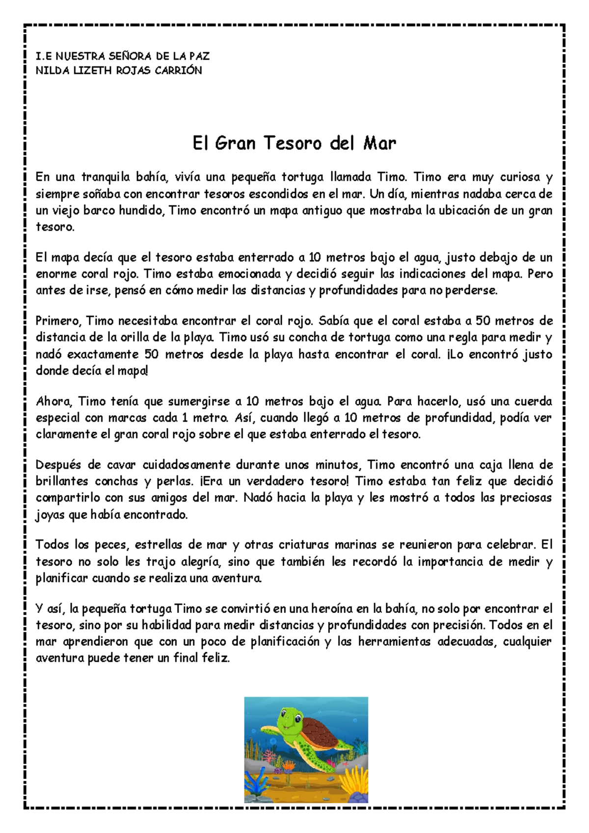 Matecuento: La Aventura de Timo y el Gran Tesoro del Mar - Studocu