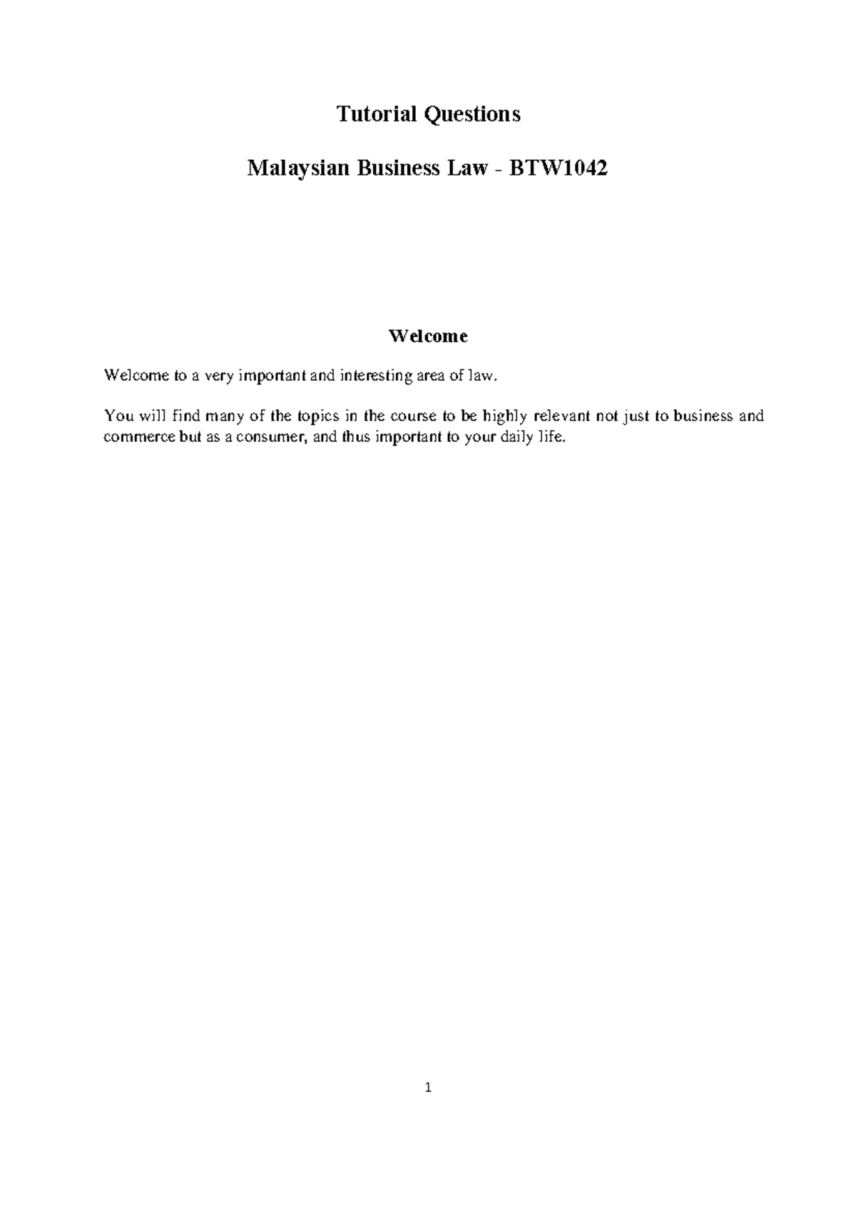 Tutorial Booklet Questions Week 1 to Week 12 - Tutorial Questions ...