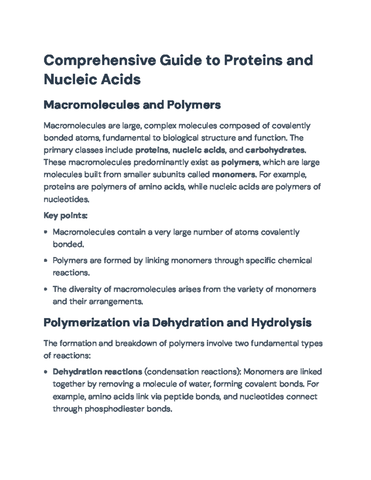 Comprehensive Study of Proteins and Nucleic Acids: Macromolecules in ...