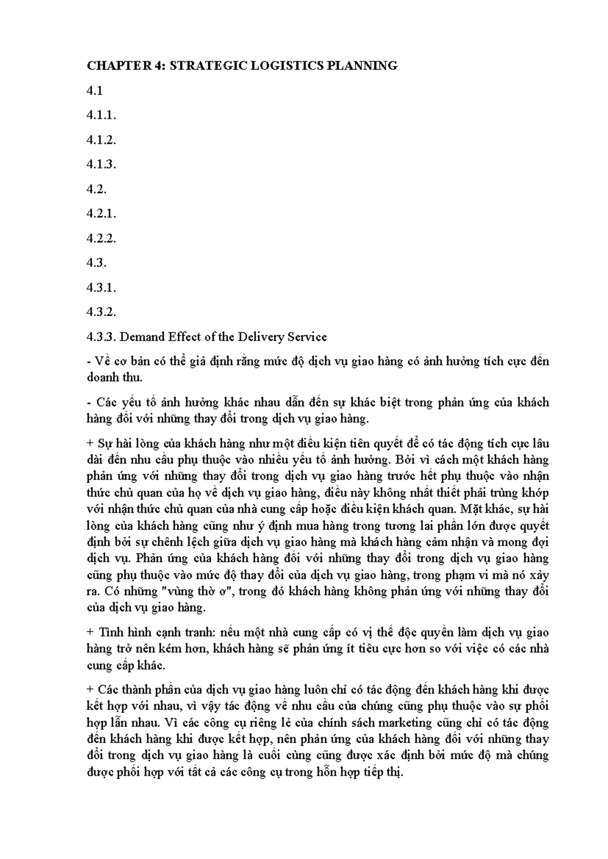 CHAPTER 4: STRATEGIC LOGISTICS PLANNING - Demand & Network Strategies ...