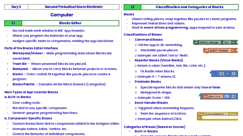 Computer L1 & L2: Second Periodical Exam Reviewer for Grade 9 - Studocu