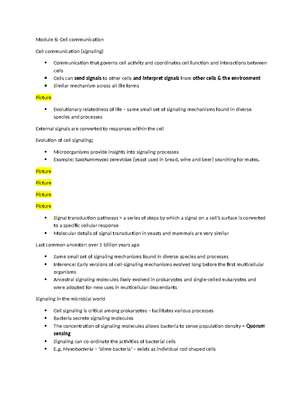 Module 6: Cell Communication Lecture Notes - Studocu
