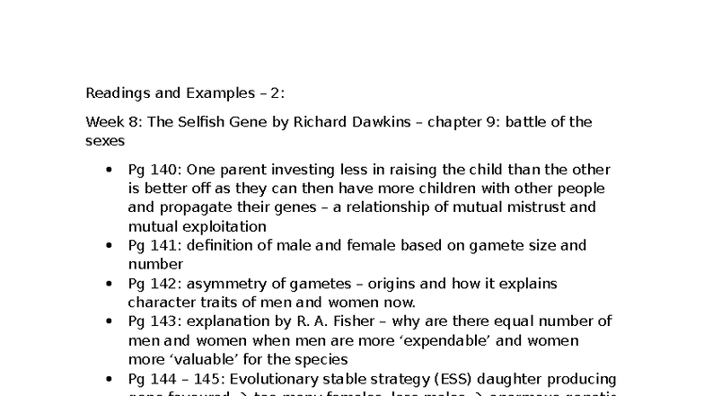 Readings and Examples 2: Week 8-10 Insights on Evolution and Inequality ...