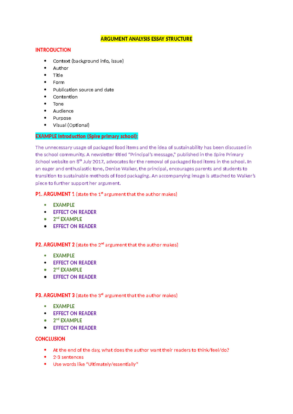 Argument Analysis Essay Structure Guide (ENG 101) - Studocu