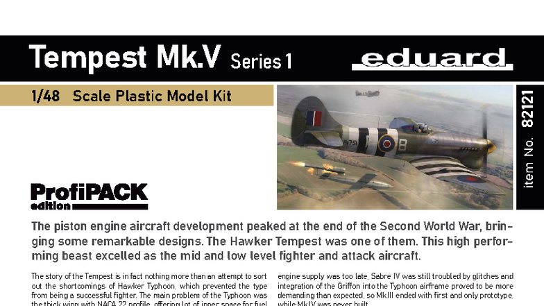Tempest Mk.V Series 1 Model Kit Overview and History (82121) - Studocu