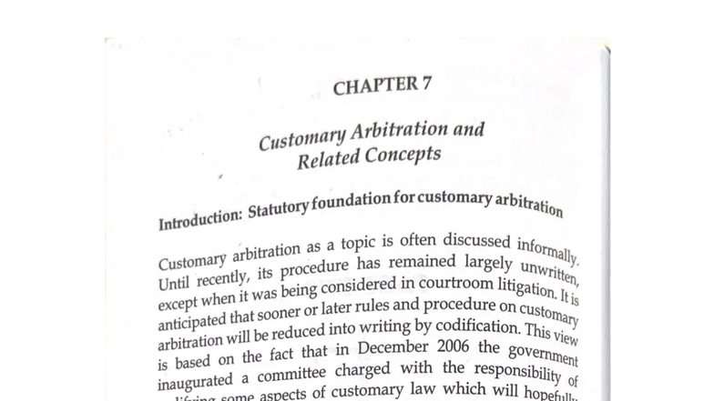 CHAPTER 7: Customary Arbitration and Related Legal Concepts - Studocu