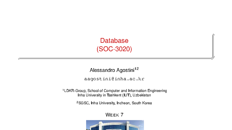 Database W7: SQL Intermediate to Advanced - Week 7 Overview - Studocu