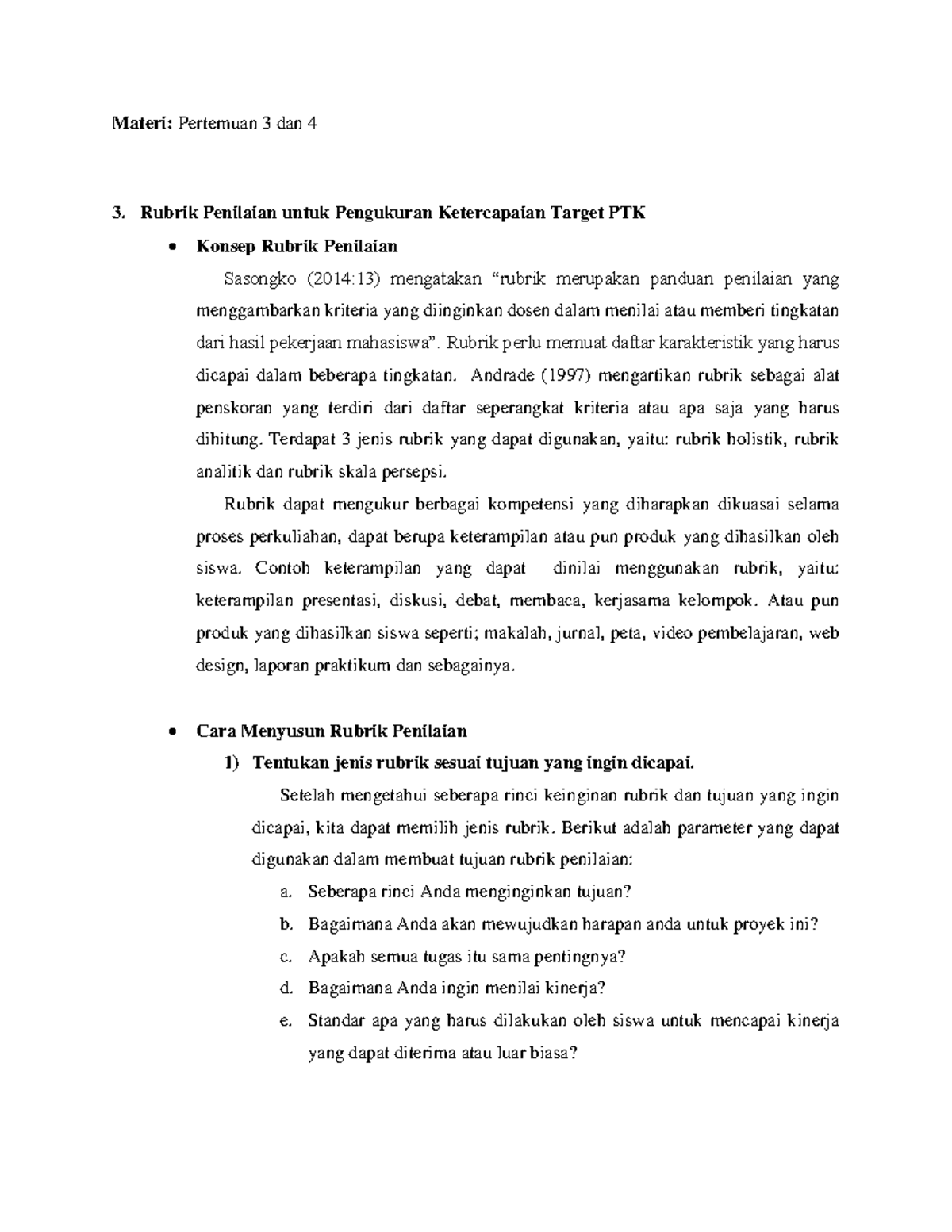 Rubrik Penilaian PTK: Cara Mengukur Ketercapaian Target Akademik - Studocu