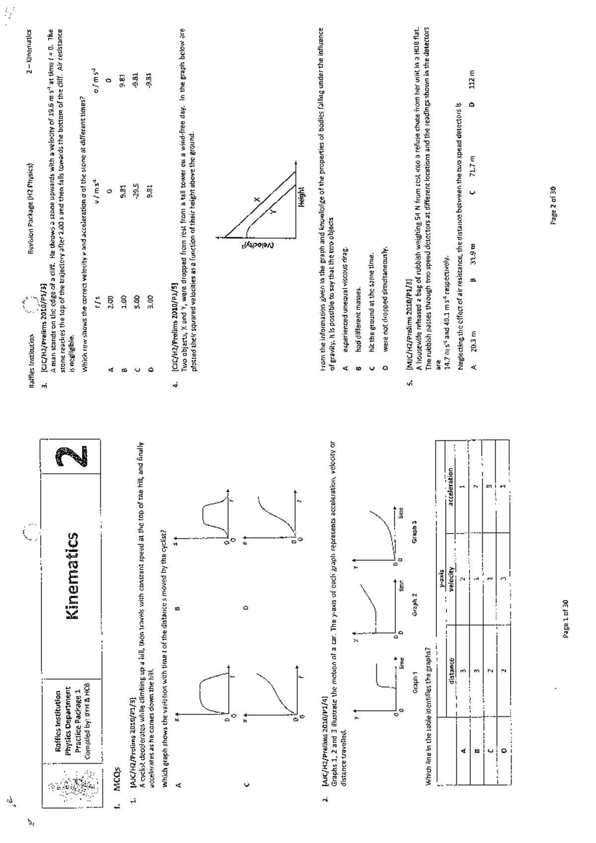 02 Kinematics - PC1221 - Studocu