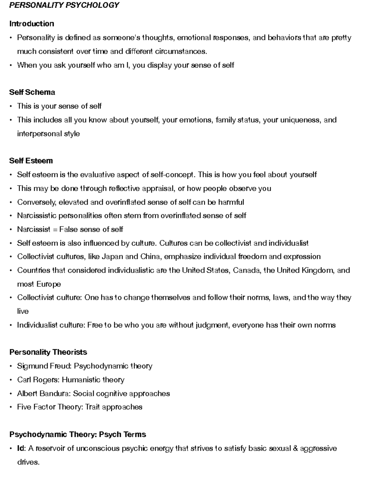 PSY-102 Personality Psychology - PERSONALITY PSYCHOLOGY Introduction ...