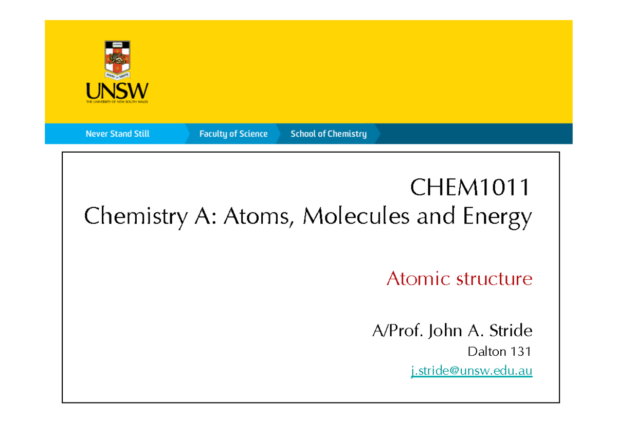 1atomic Structure Chem1011 Chemistry A Atoms Molecules And Energy