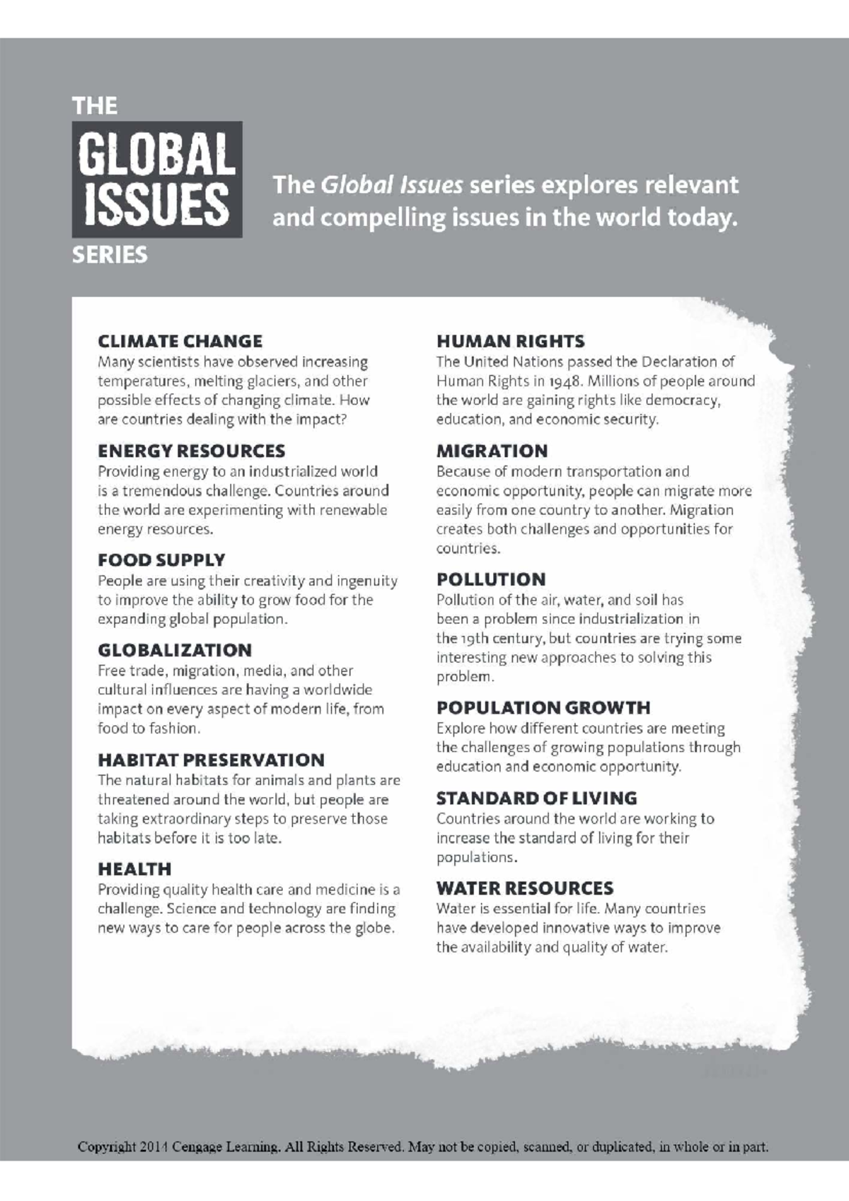 GLOBAL ISSUES: CLIMATE CHANGE, HUMAN RIGHTS & STANDARD OF LIVING - Studocu