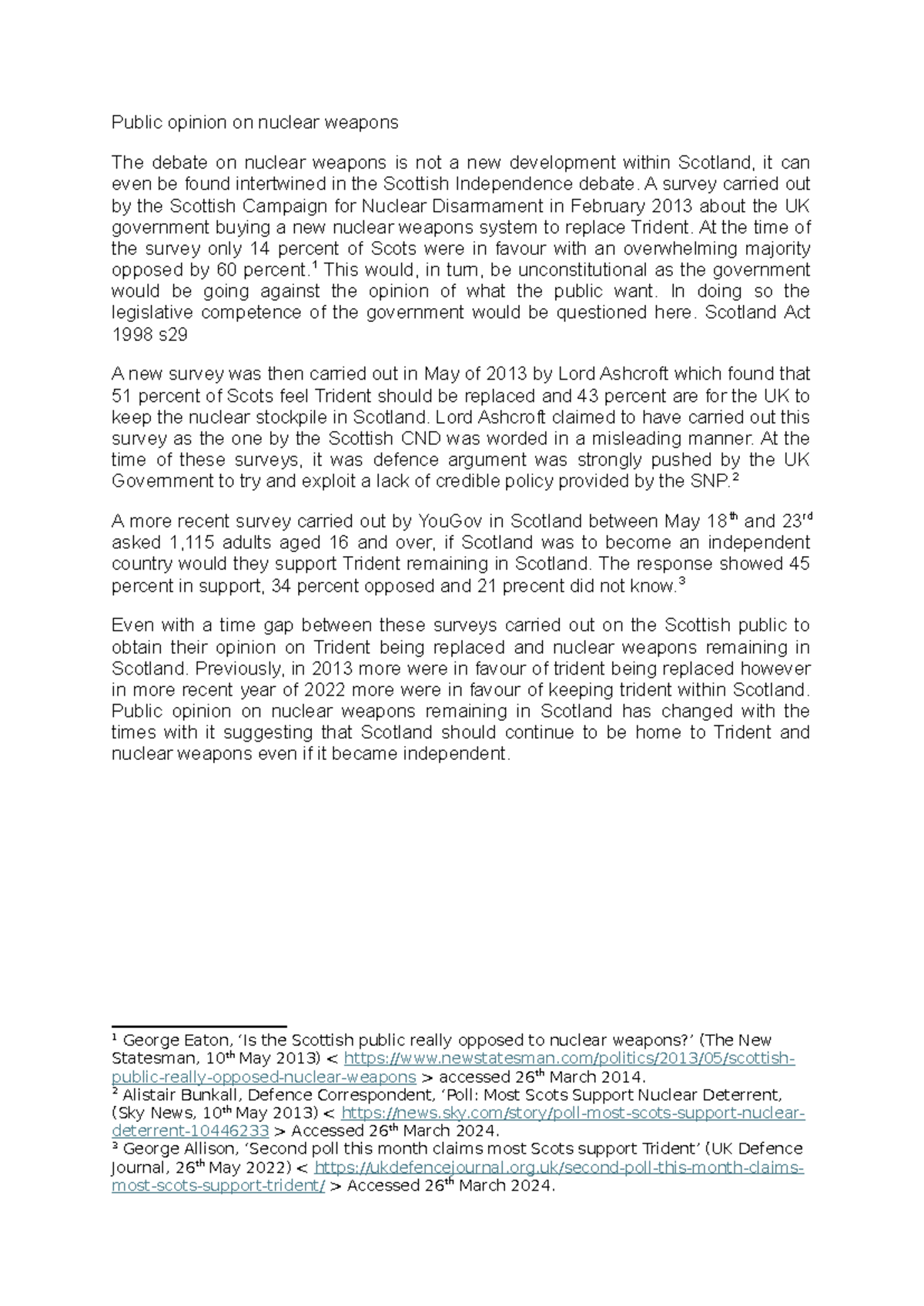 Constitutional law leonie - Public opinion on nuclear weapons The ...