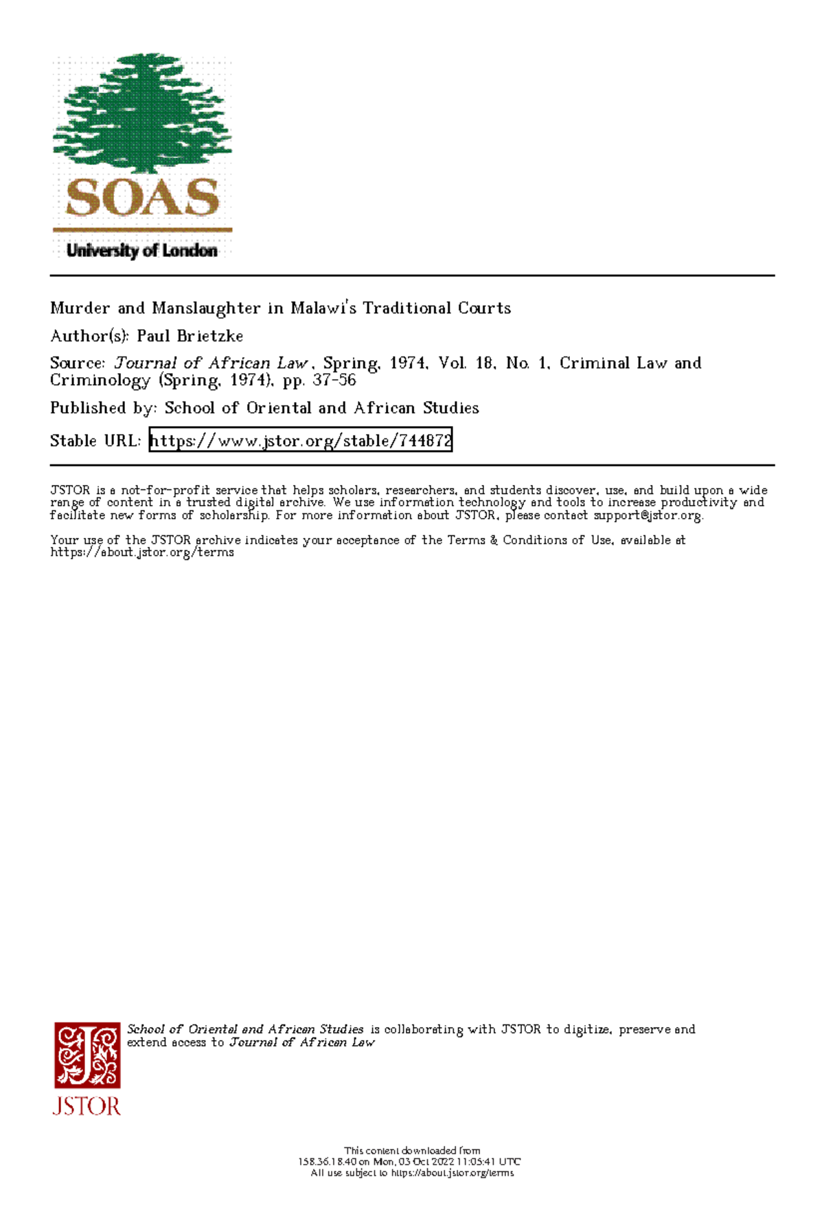 Brietzke -murder and manslaughter - Murder and Manslaughter in Malawi's ...