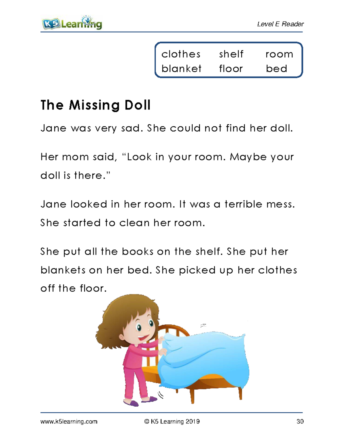 Level E Reader: The Missing Doll - A K5 Learning Story - Studocu
