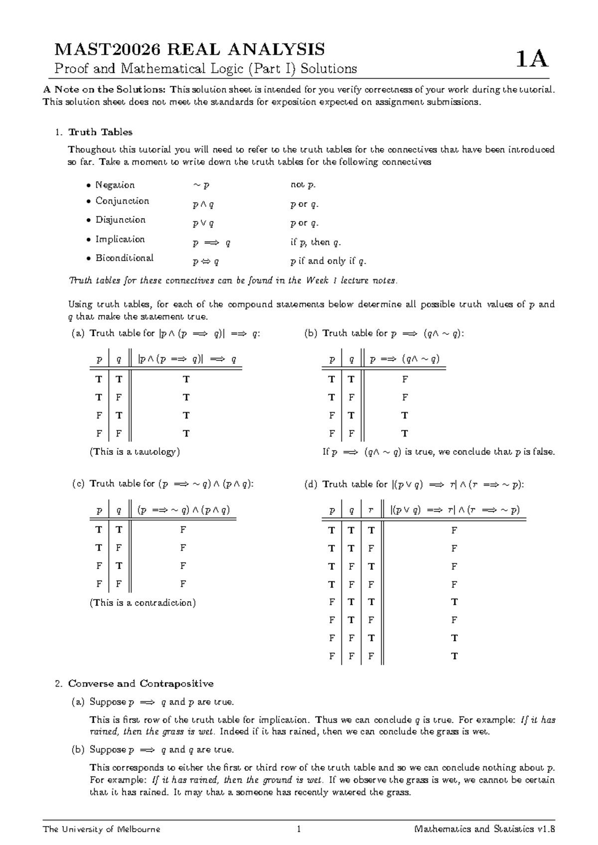 Tutorial Week2 Solutions A - MAST20026 REAL ANALYSIS Proof and ...