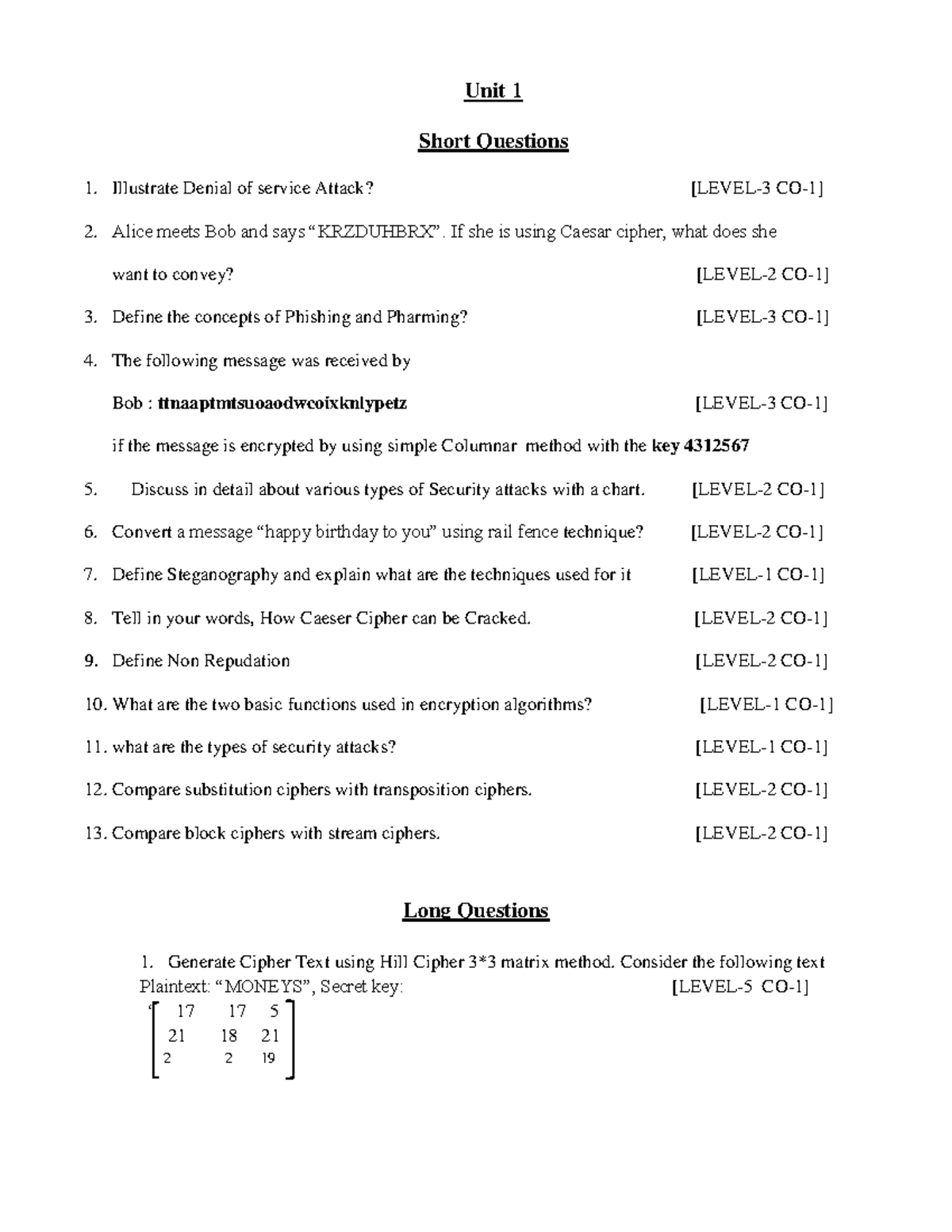 CNS Unit 1 Essential Questions and Concepts Review - Studocu
