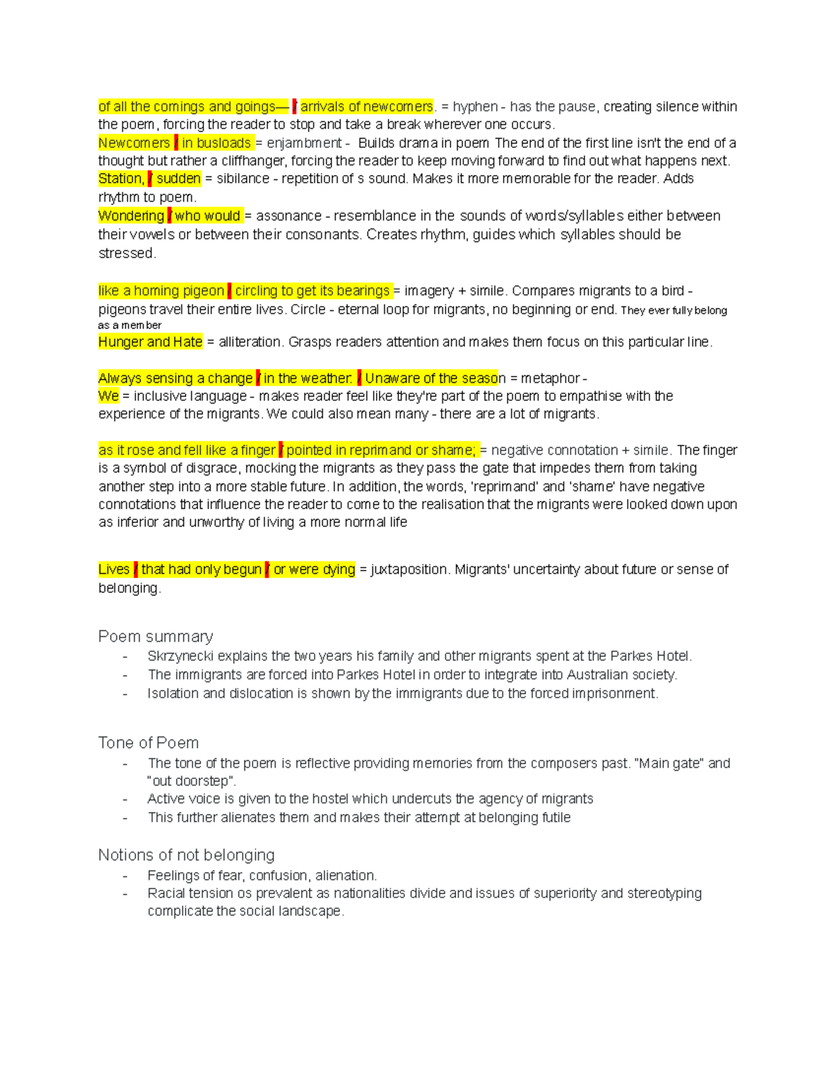 Migrant Hostel Poem Analysis: Themes & Techniques Explained - Studocu