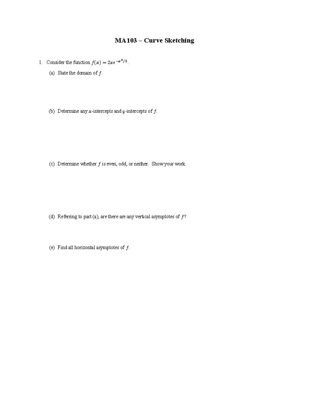 MA103 Advanced Curve Sketching Example 6 - Studocu