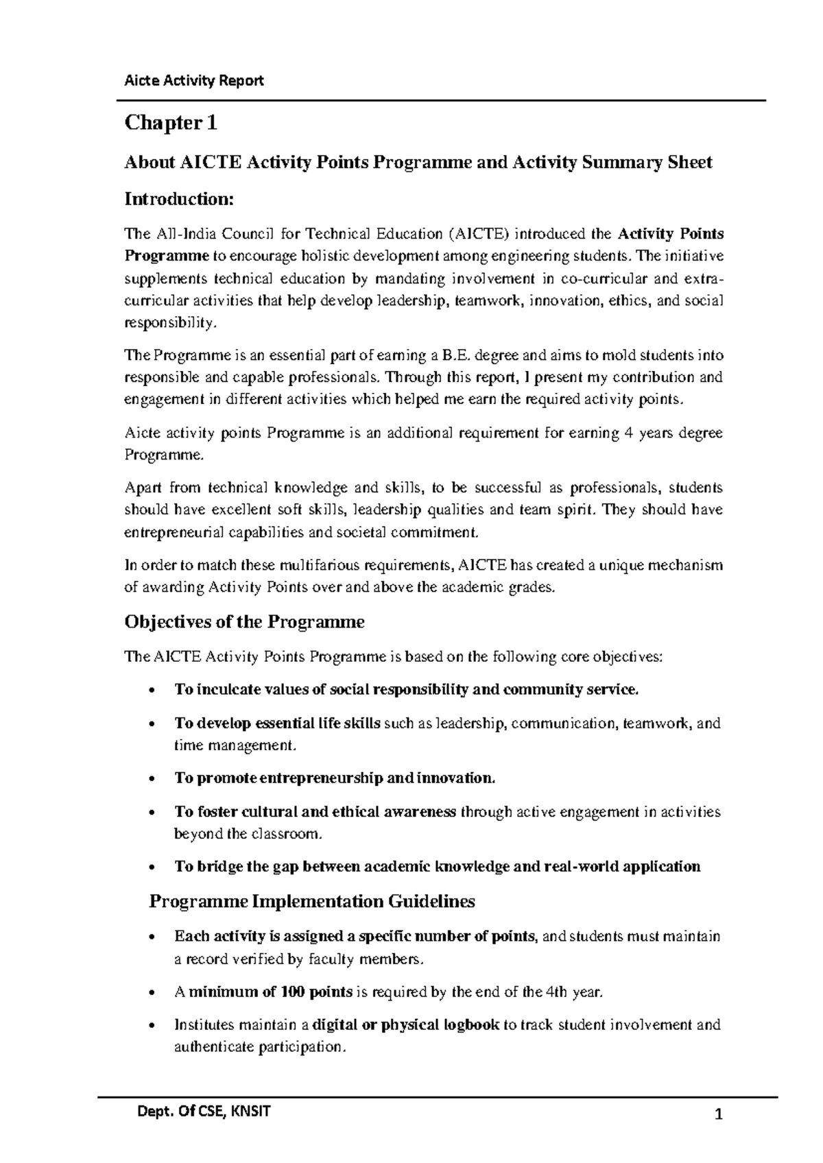 Final AICTE Activity Report: Overview of the Activity Points Programme ...