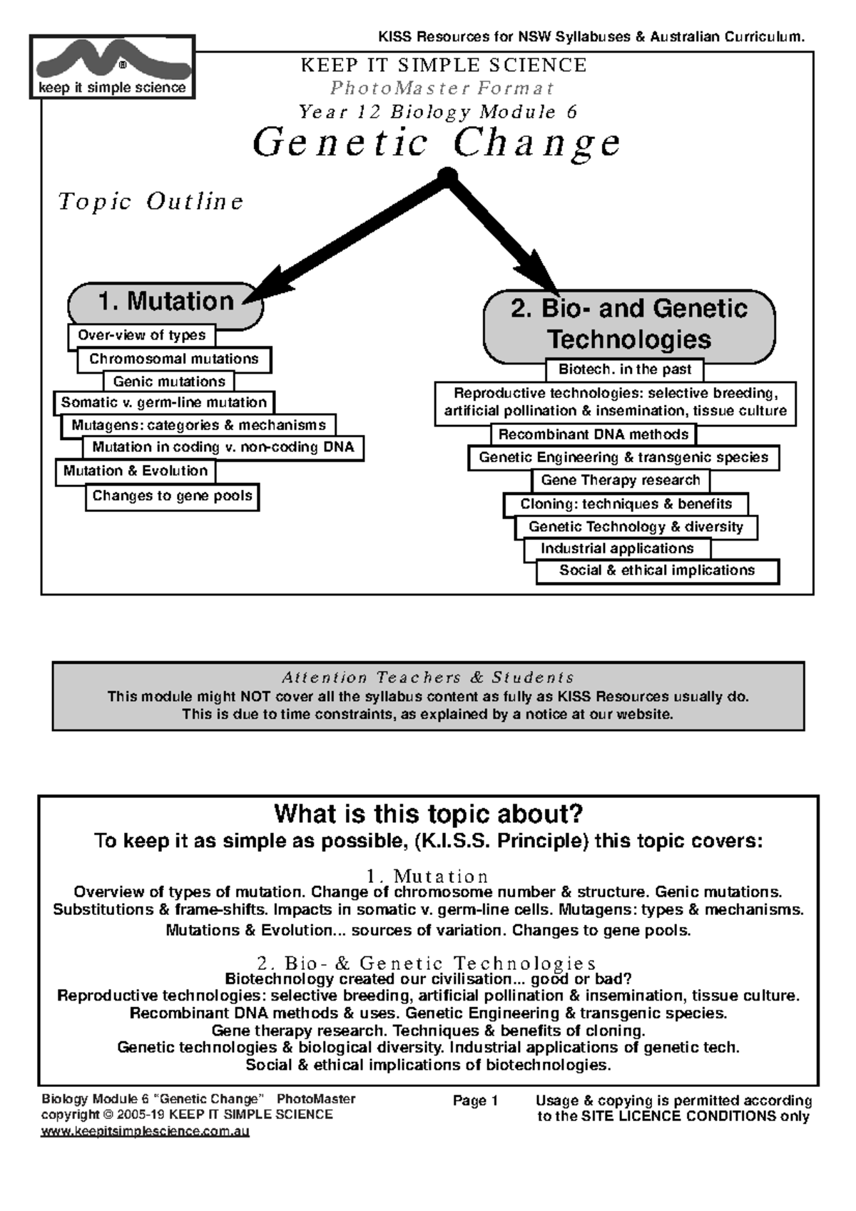 Bio Module 6: Genetic Change and Technologies Overview - Studocu