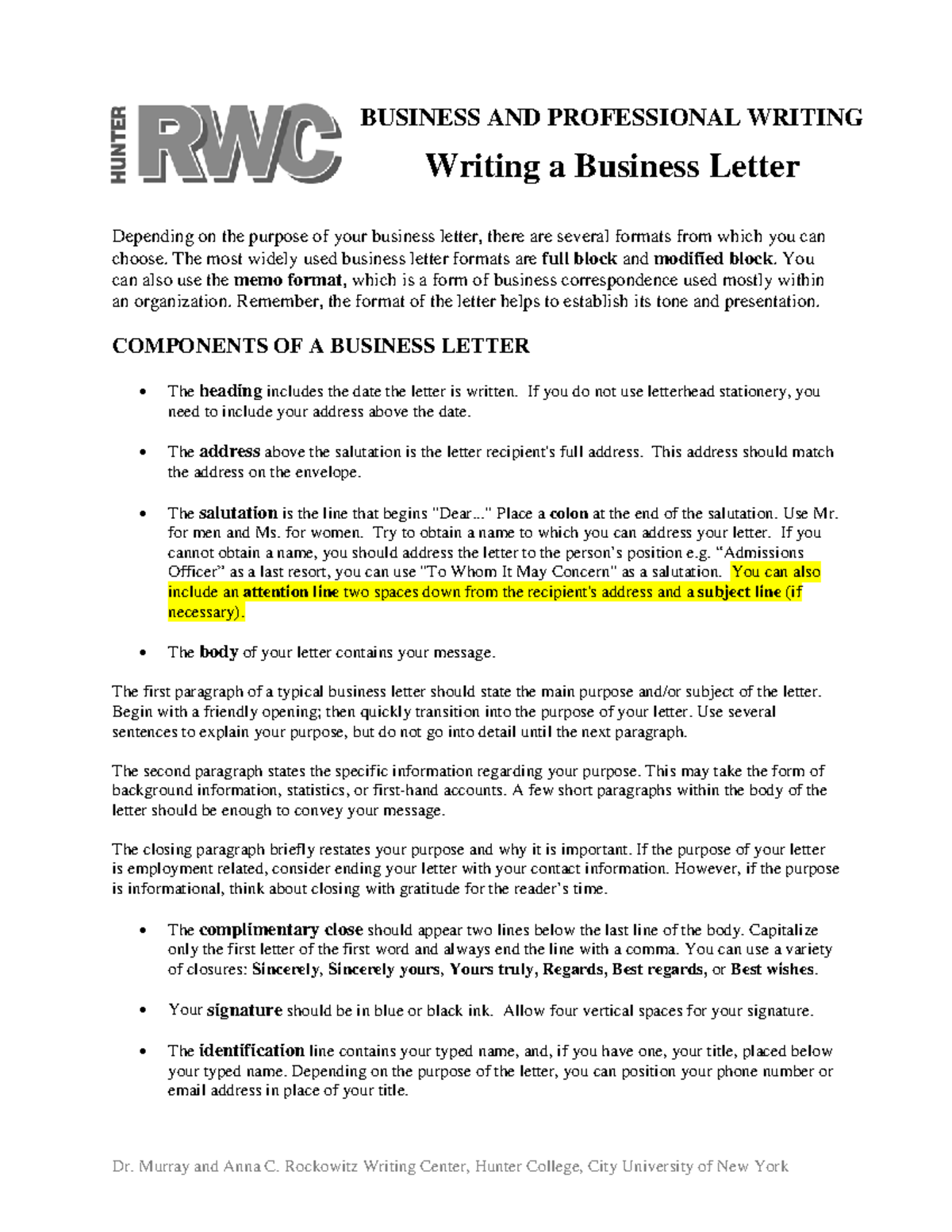 Business Letter Writing Guide - Compelling Formats & Components - Studocu