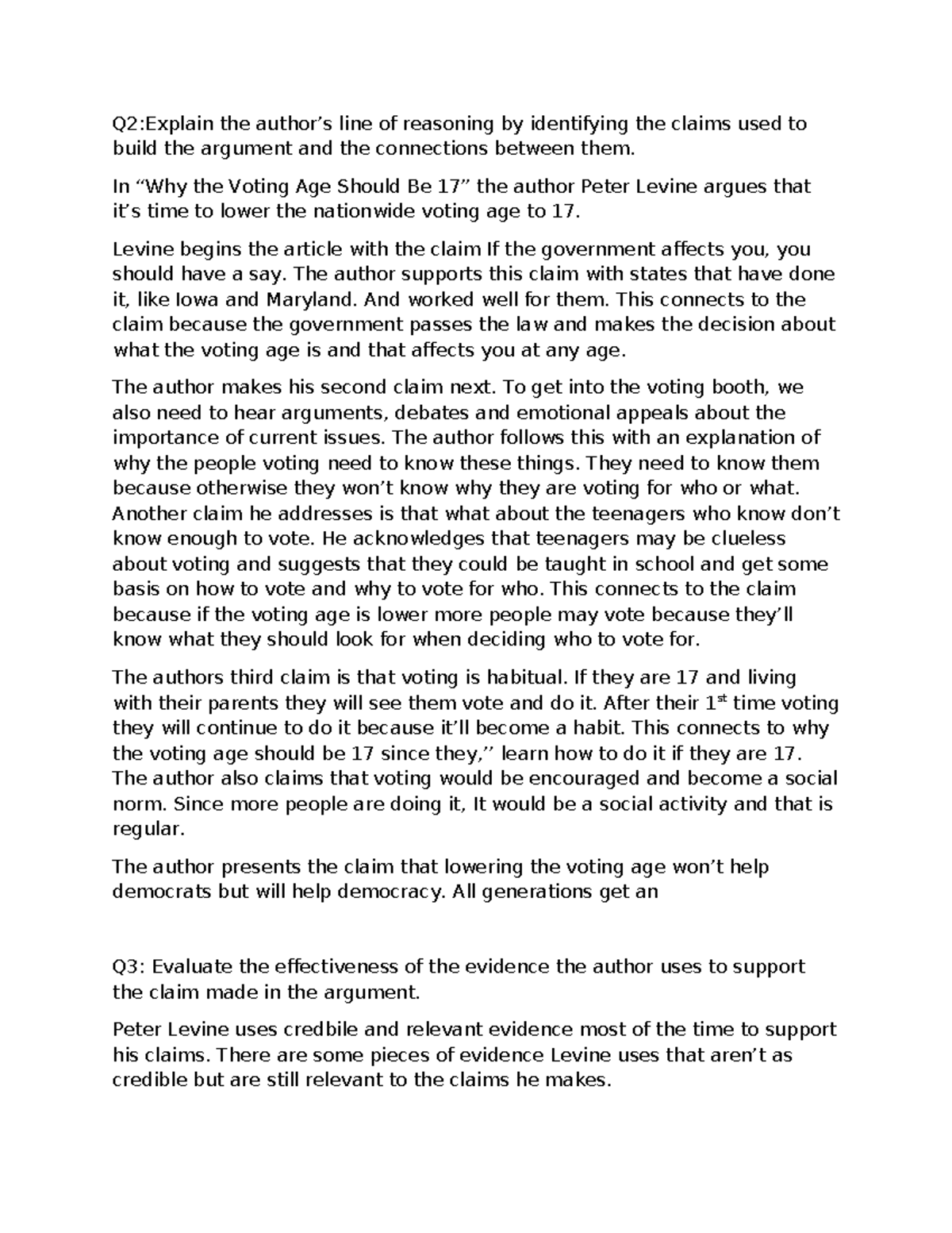 Why the Voting Age Should Be 17: Argument Analysis and Evidence ...