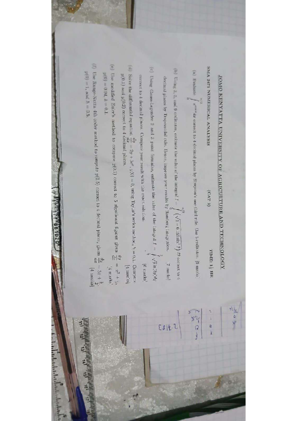SMA 2471 Numerical Analysis (CAT 2) - Evaluation & Integration ...