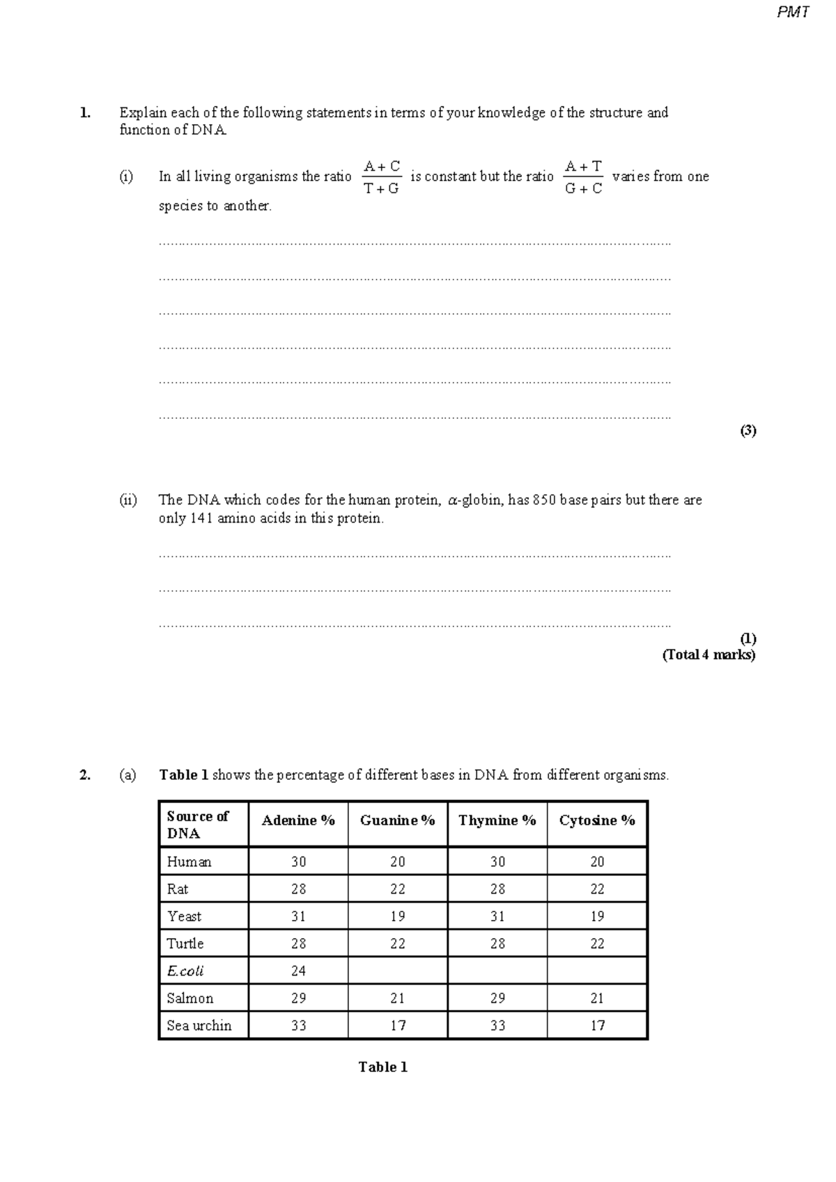 DNA Structure and Function Analysis - BIOL 101 Essay Notes - Studocu