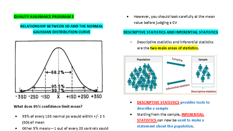 Midterm CC1 Lecture Notes: Quality Assurance & Statistical Analysis ...