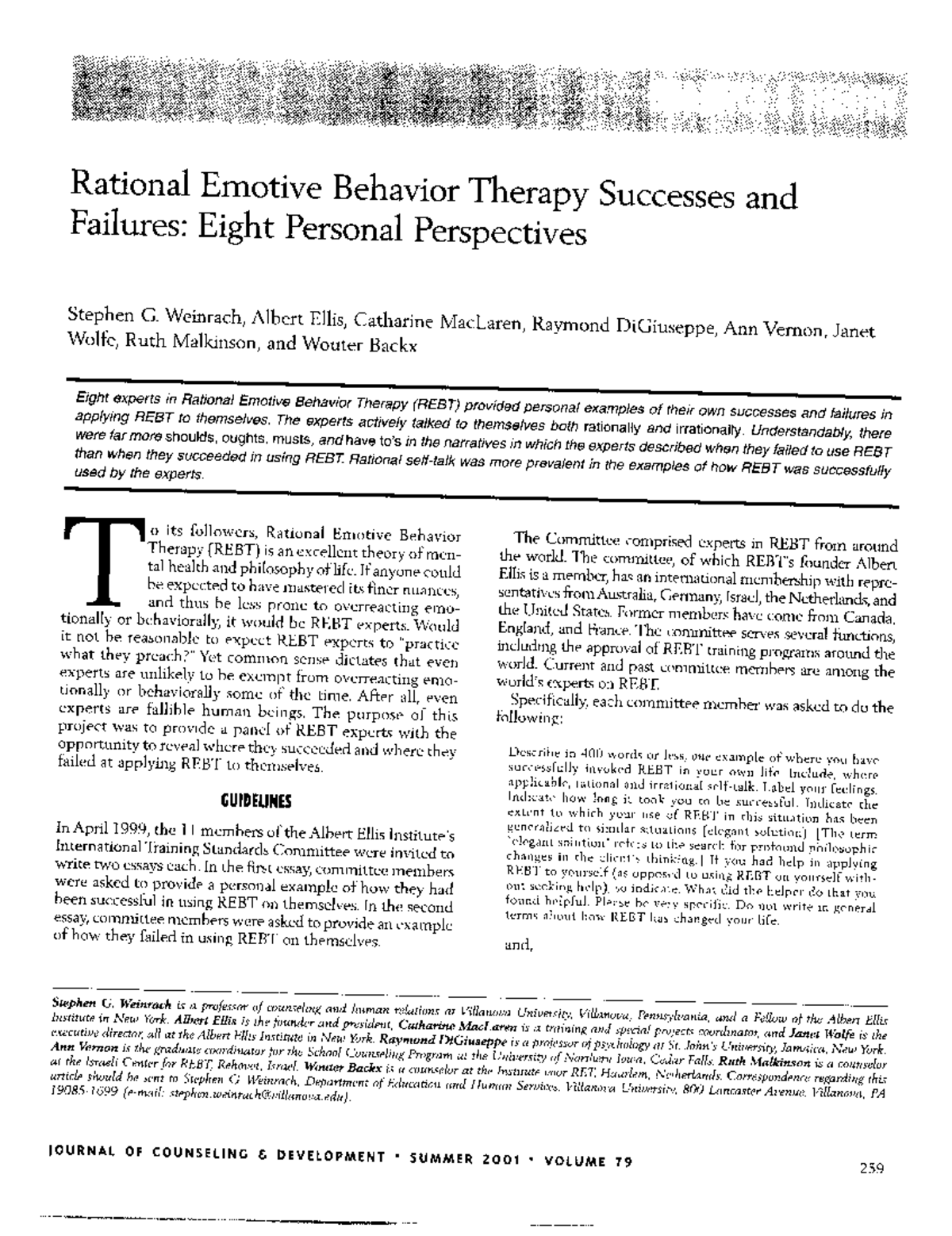 Rational Emotive Behavior Therapy (REBT) Successes & Failures: Expert ...