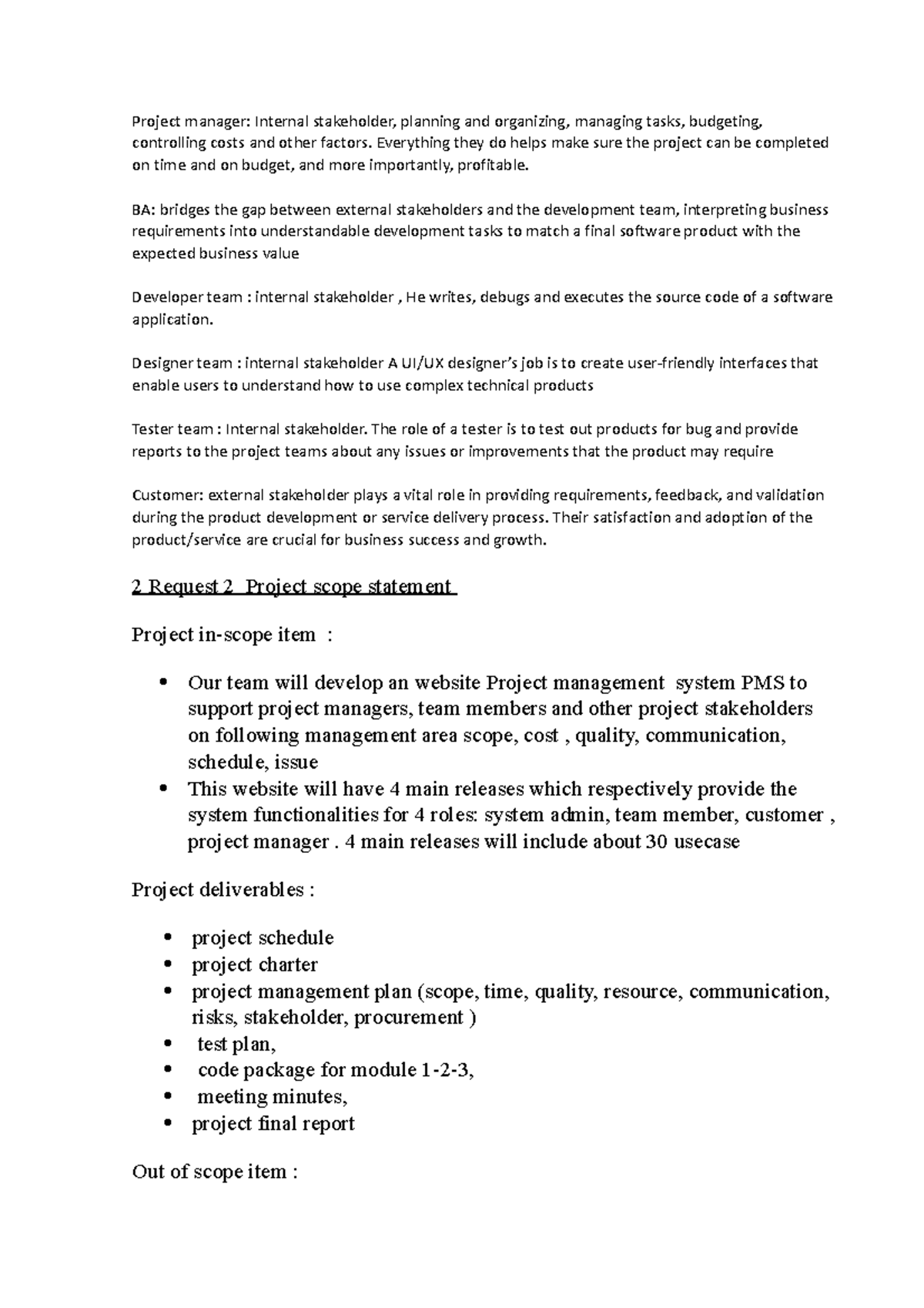 Project Management System (PMS) Overview and Scope Statement - Studocu