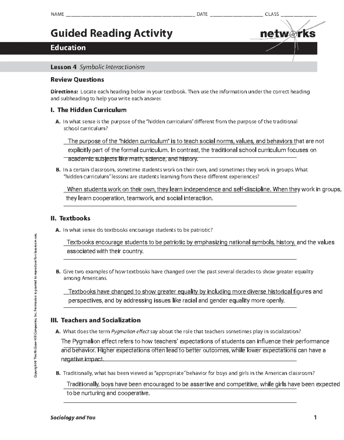 Soc 12-1 GRA - Guided Reading Activity: Education Structures and ...