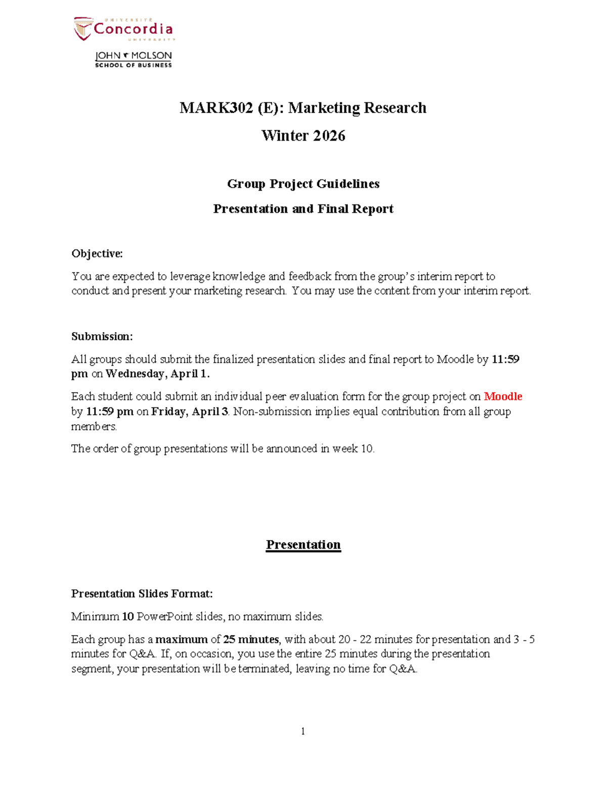 MARK302E: Marketing Research Group Project Guidelines & Presentation ...