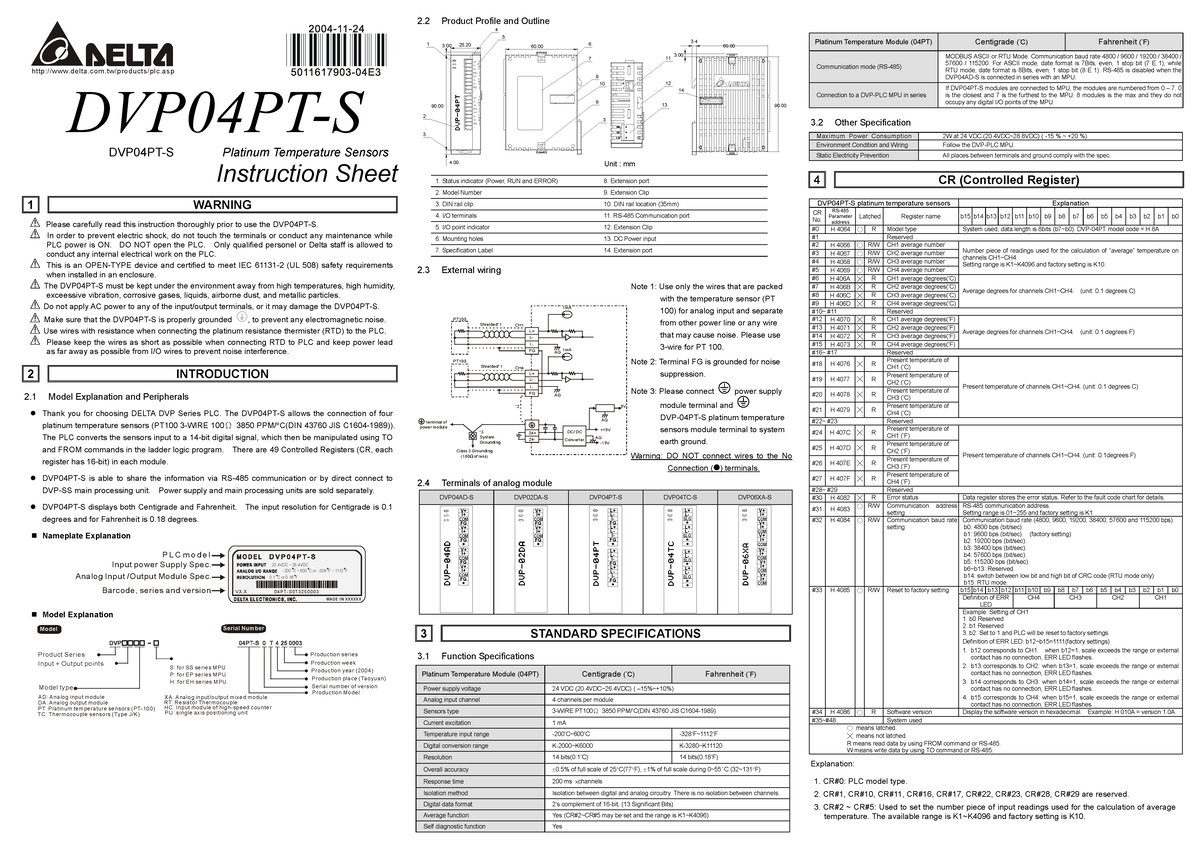 Delta DVP Series PLC Manual: Product Profile & Specifications - Studocu