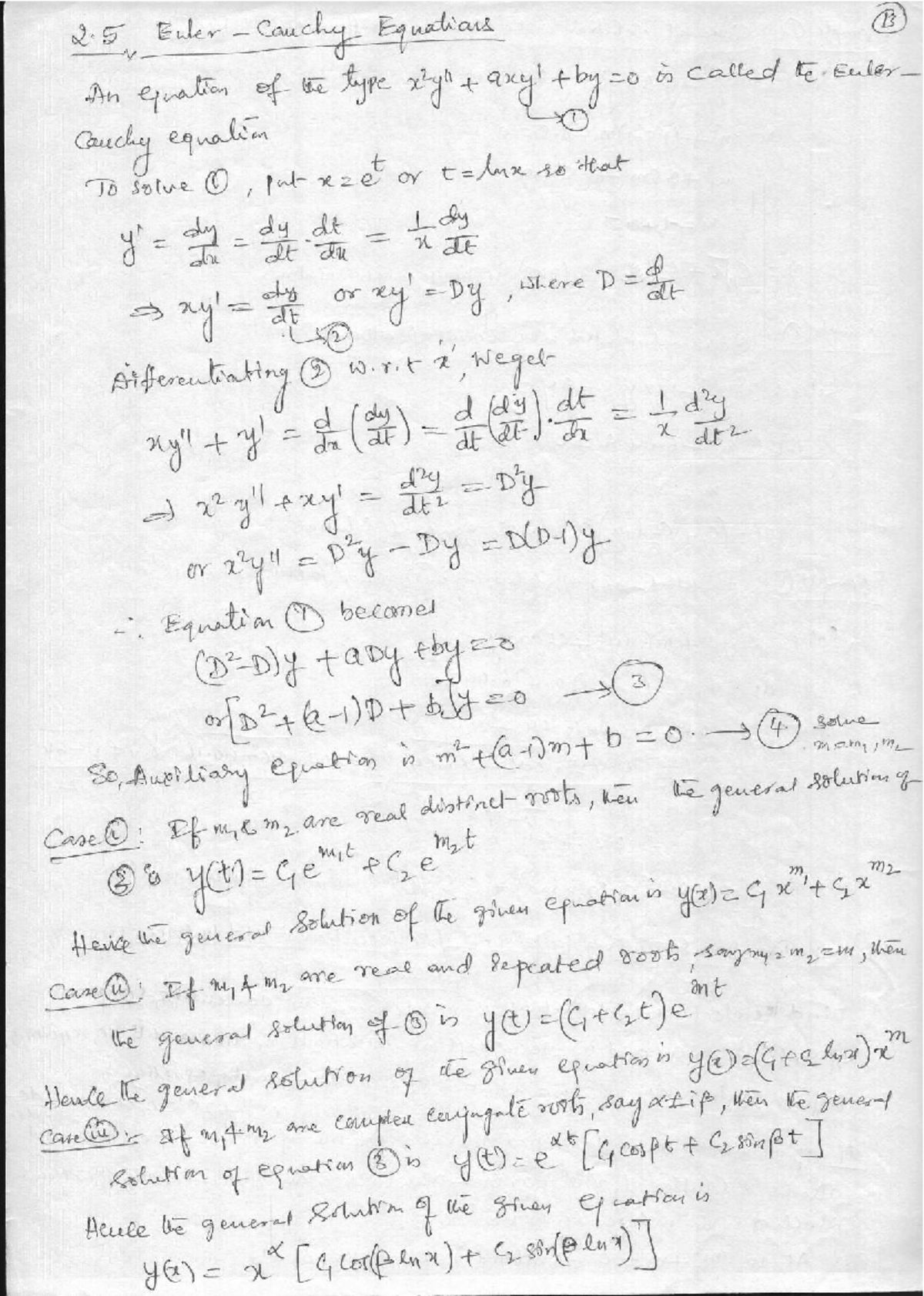 Methods of Solving Second Order ODEs - Course Code: 2.5 - Studocu