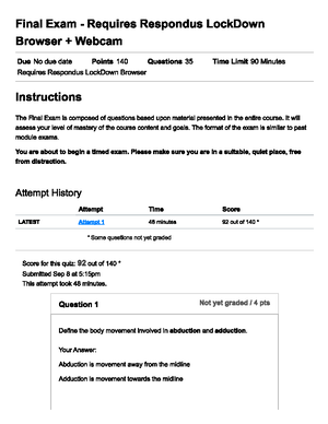 Module 5 exam 5 Muscular system - Question 1 2 / 2 pts There are three ...