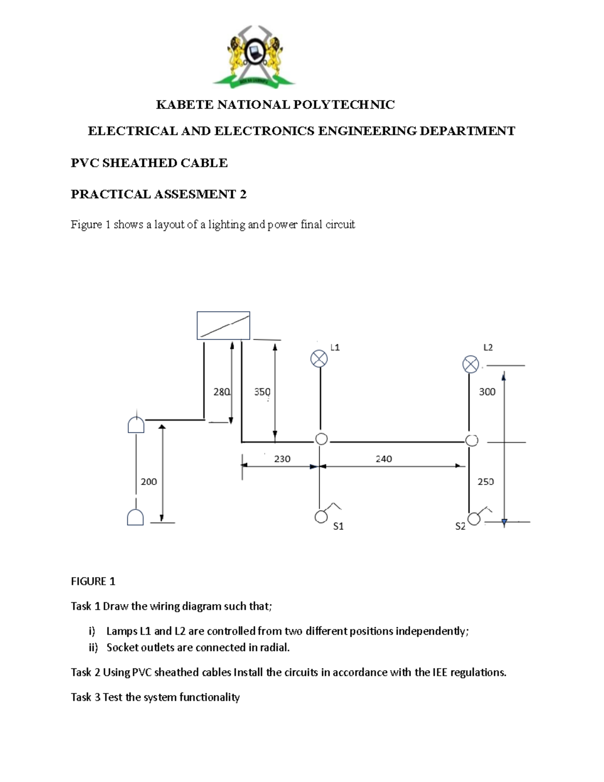 PVC Sheathed Cable Practical Assessment 2 - Electrical Engineering ...