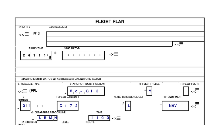ICAO Flight Plan - Detailed Instructions and Requirements - Studocu