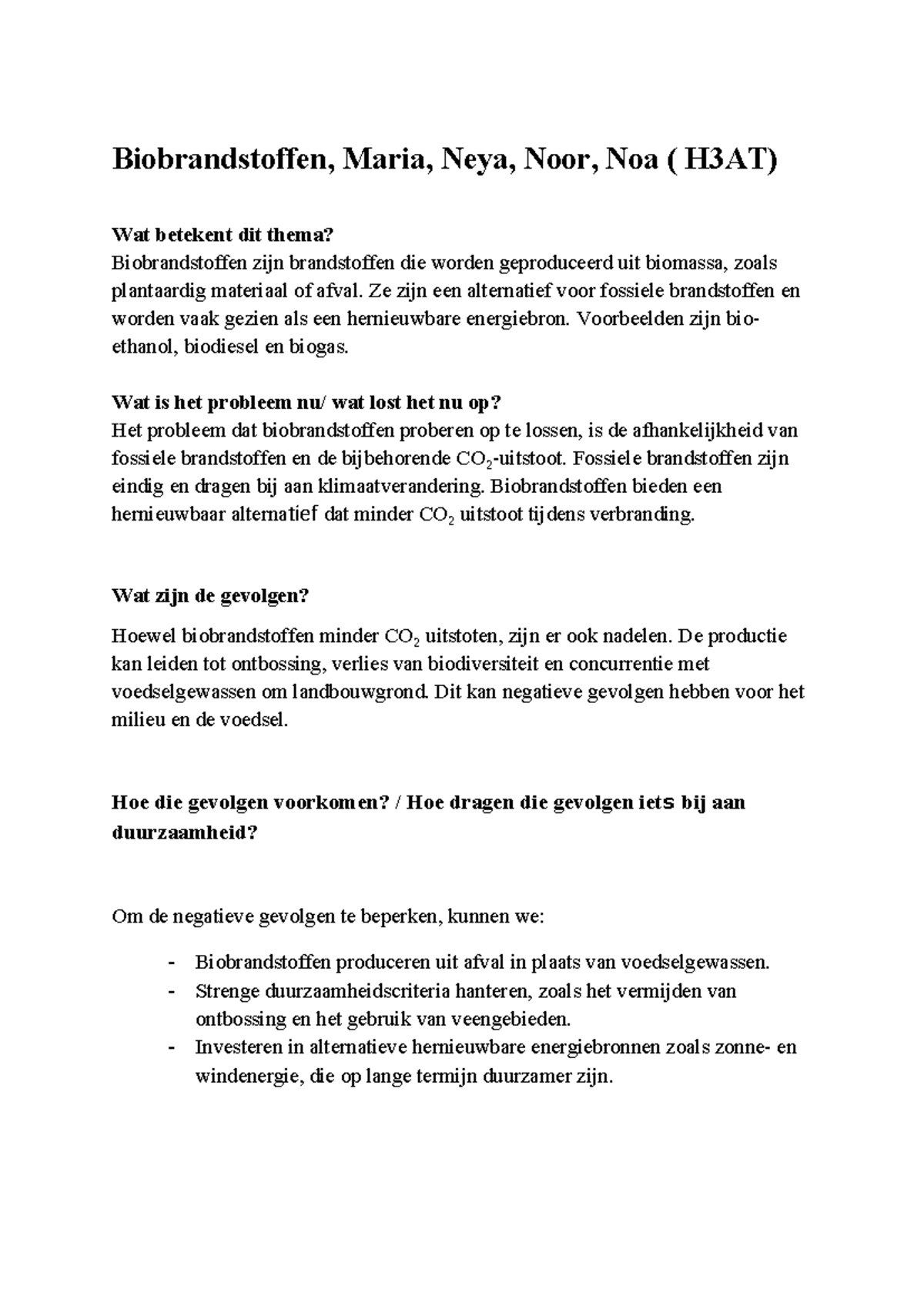 Biobrandstoffen: Duurzaamheid en Impact (H3AT) - Studeersnel