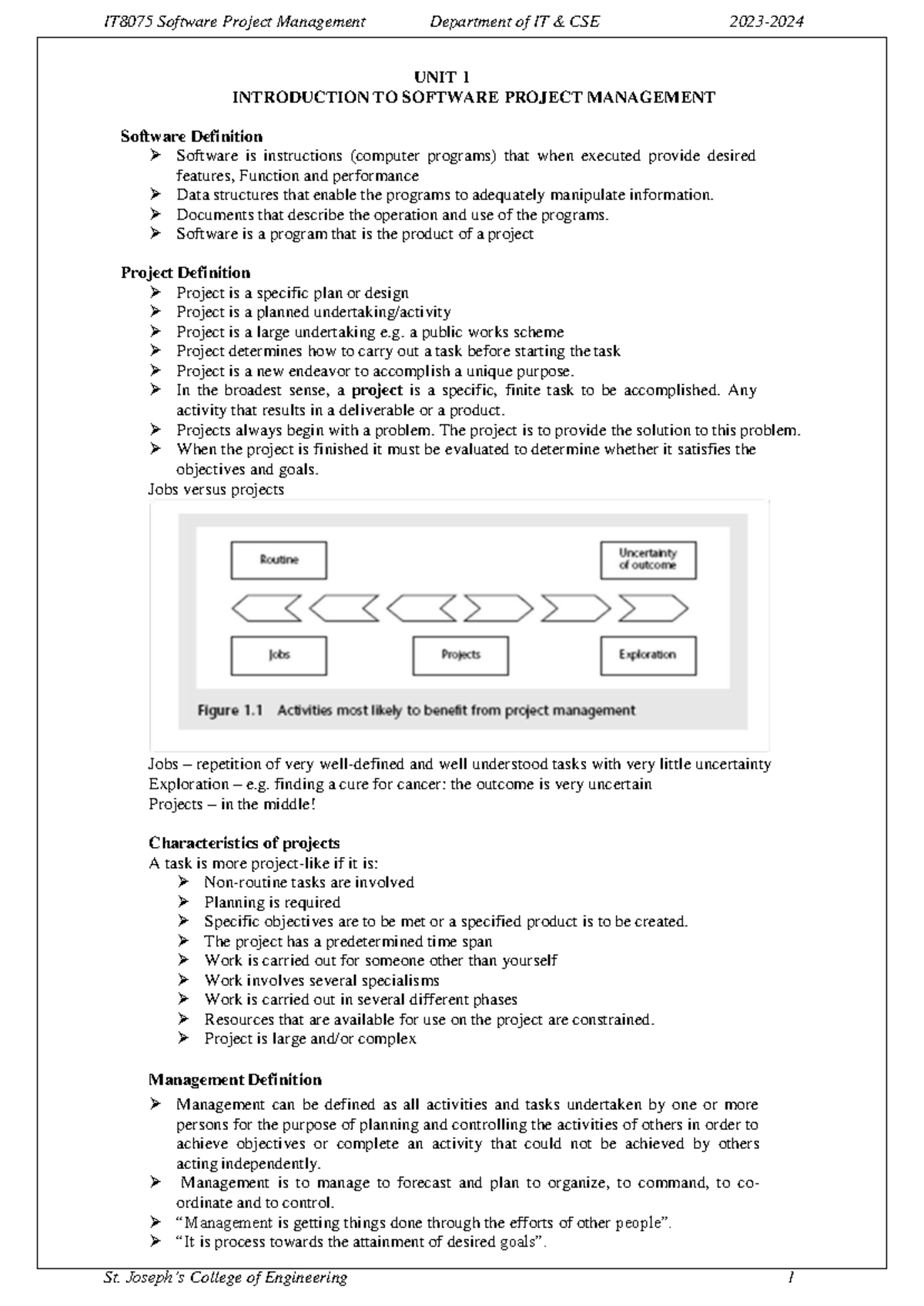 SPM-U1 - Introduction to Software Project Management Notes - Studocu