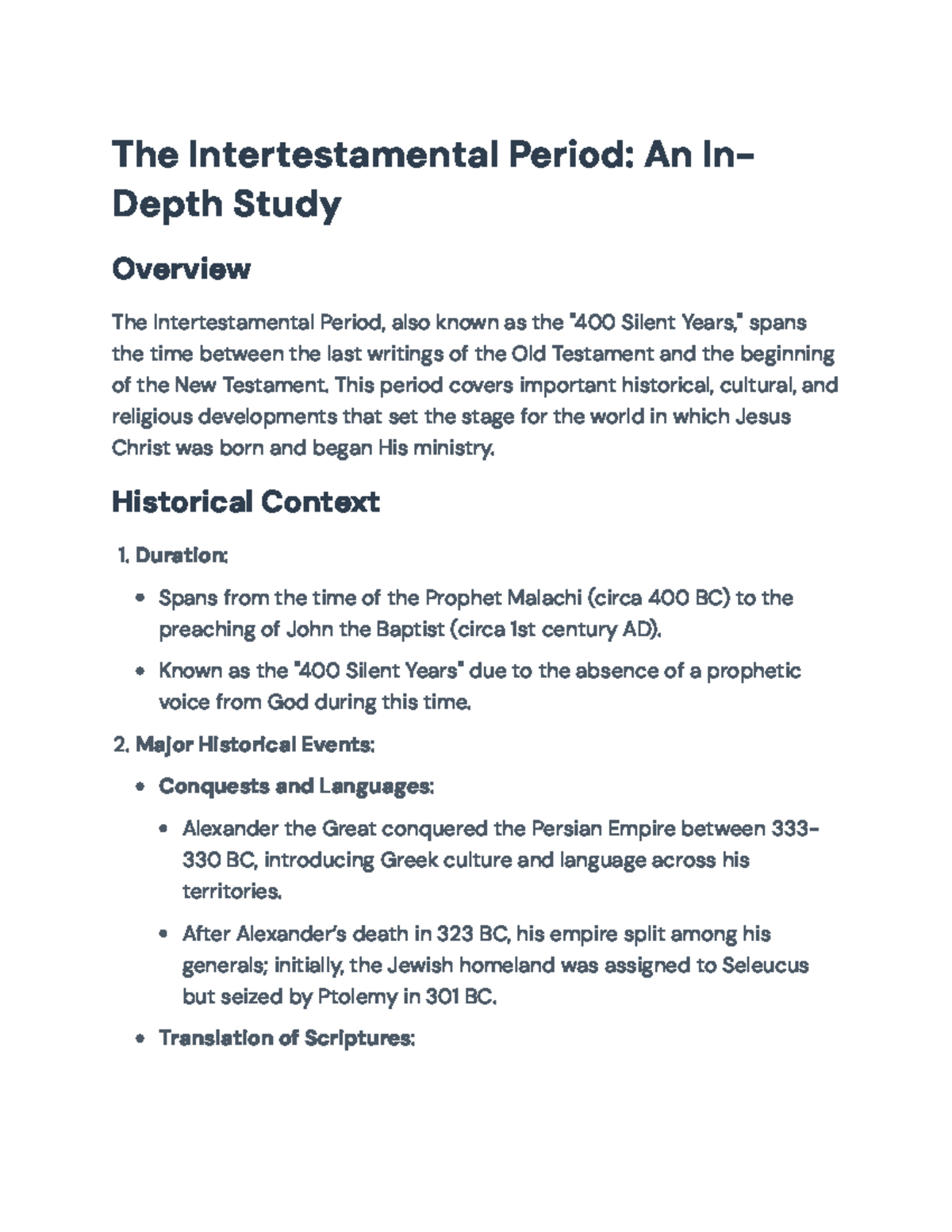 Intertestamental Period Overview: Historical and Religious Context ...