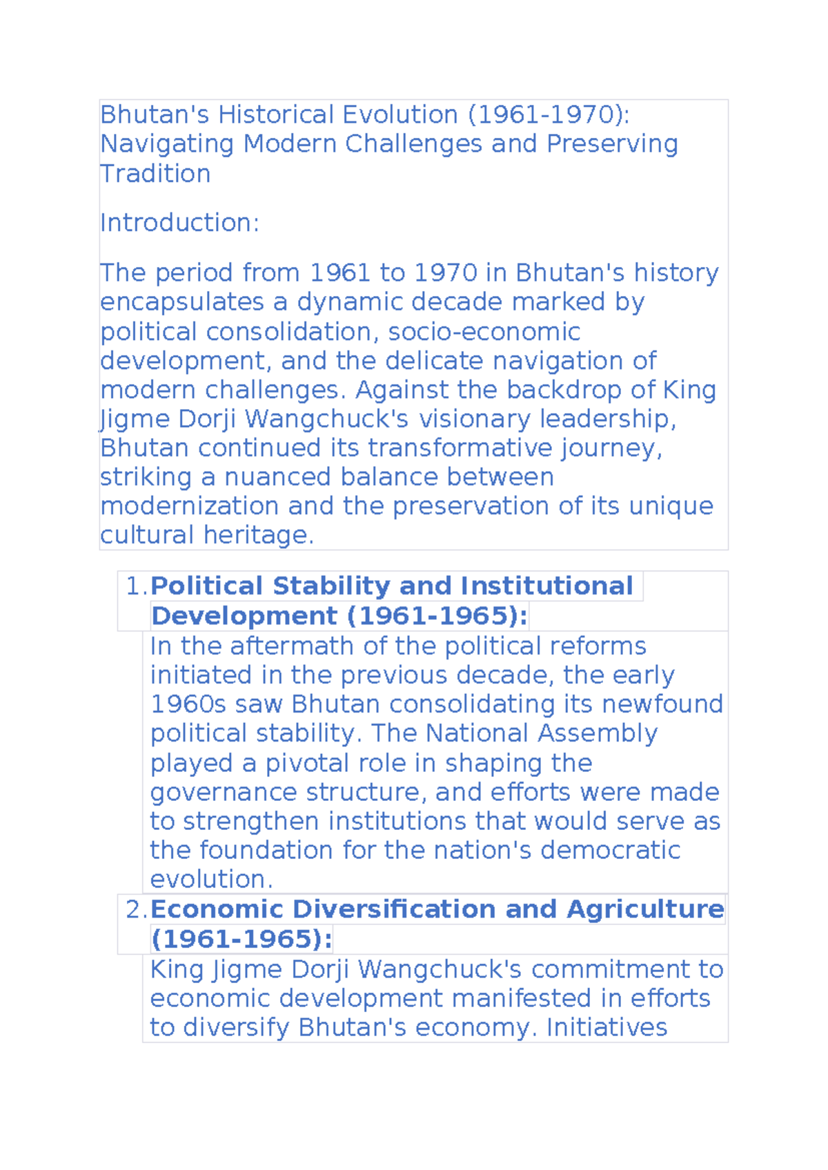 Bhutan's Historical Evolution (1961-1970): Balancing Modernity ...