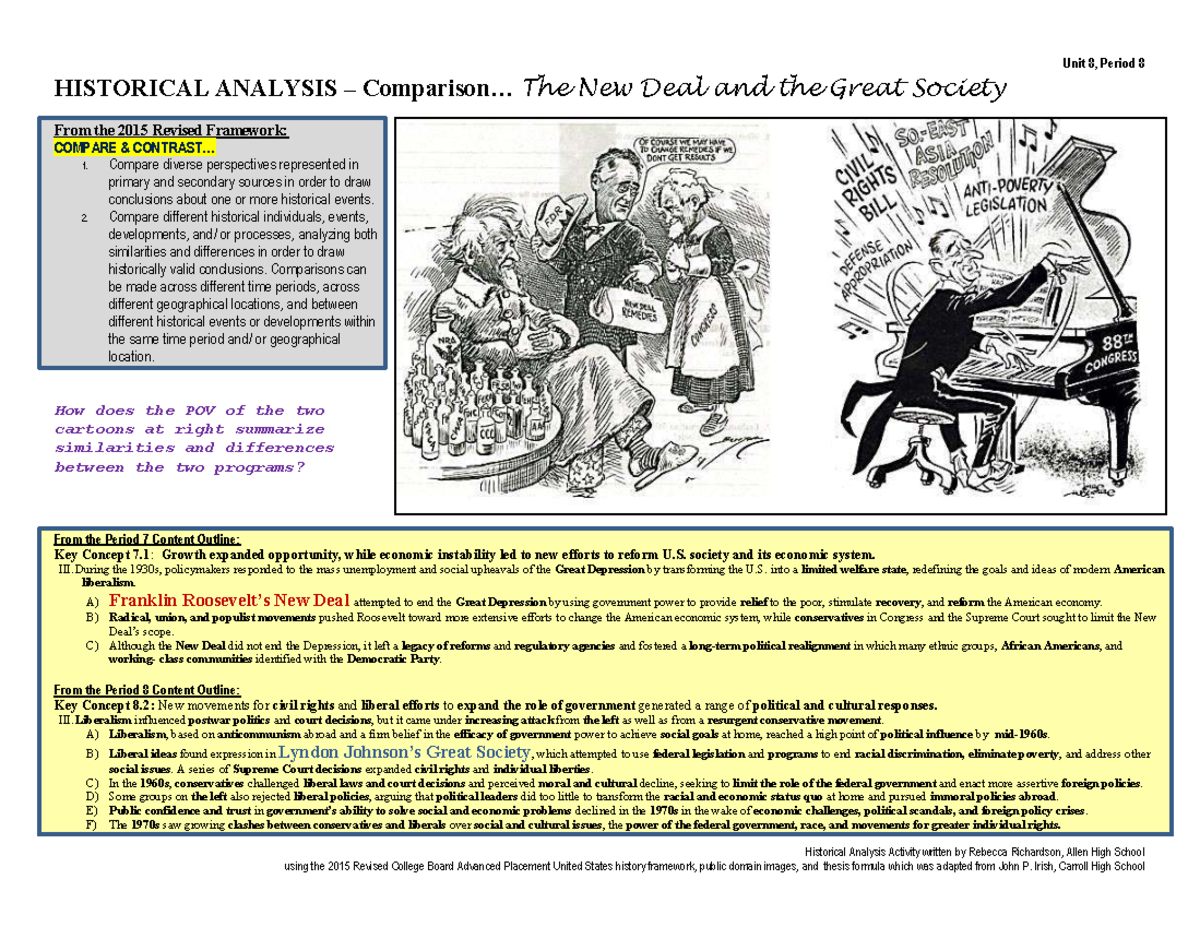 Unit 8, Period 8 Historical Analysis: Comparing the New Deal & Great ...