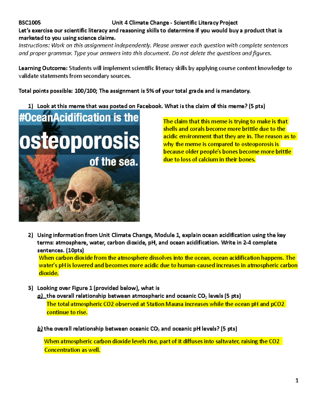 BSC1005 Climate Change Scientific Literacy Project - Let’s exercise our ...